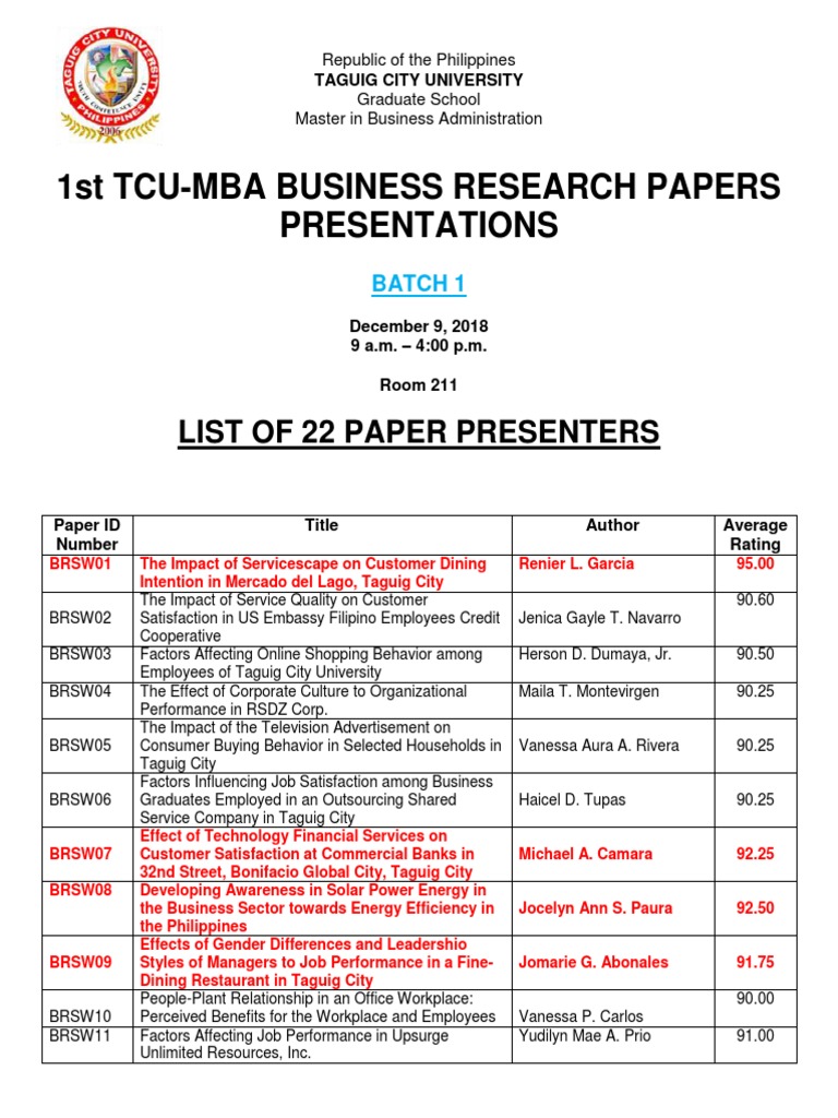 MBA Research Presentation Day | PDF | Employment | Business