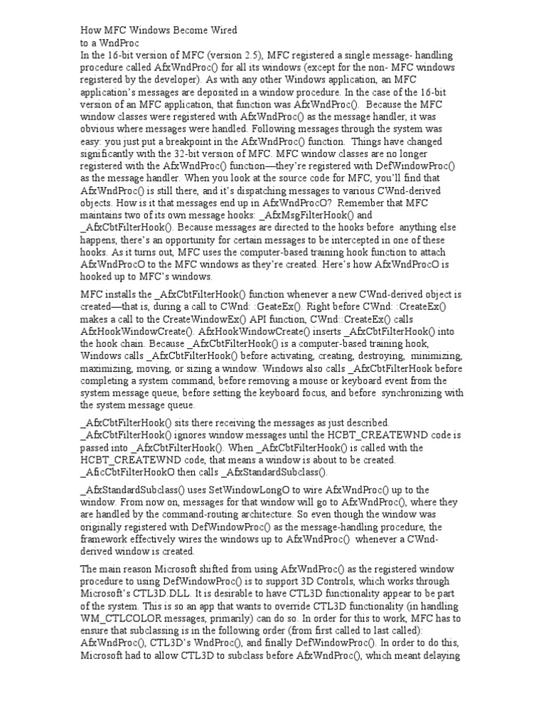 MFC Window Message Handling Explained | PDF | Object (Computer Science) | Pointer (Computer ...