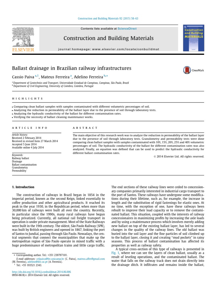 RI 29 - Ballast Drainage in Brazilian Railway Infrastructures | PDF ...