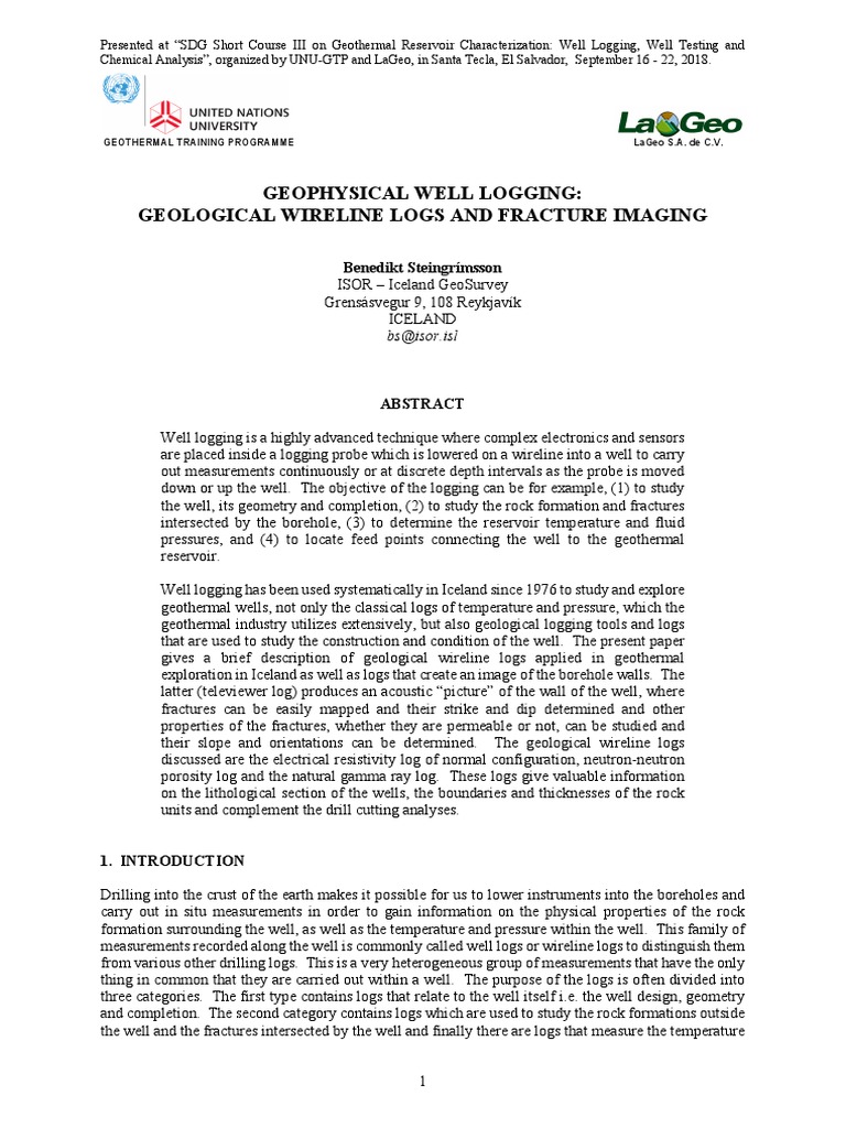 Geophysical Well Logging: Geological Wireline Logs and Fracture Imaging ...