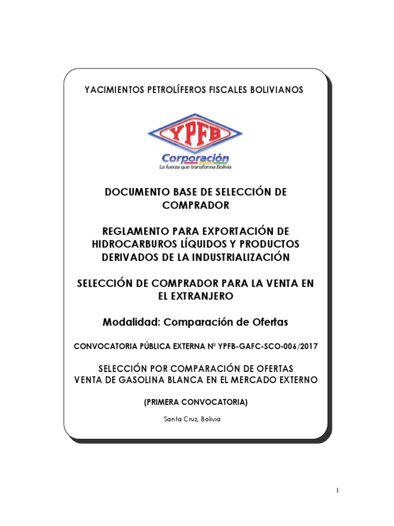 04 DBSC - Proceso Seleccin Comprador Vta Gasolina Blanca Ypfb-Gafc-Sco ...
