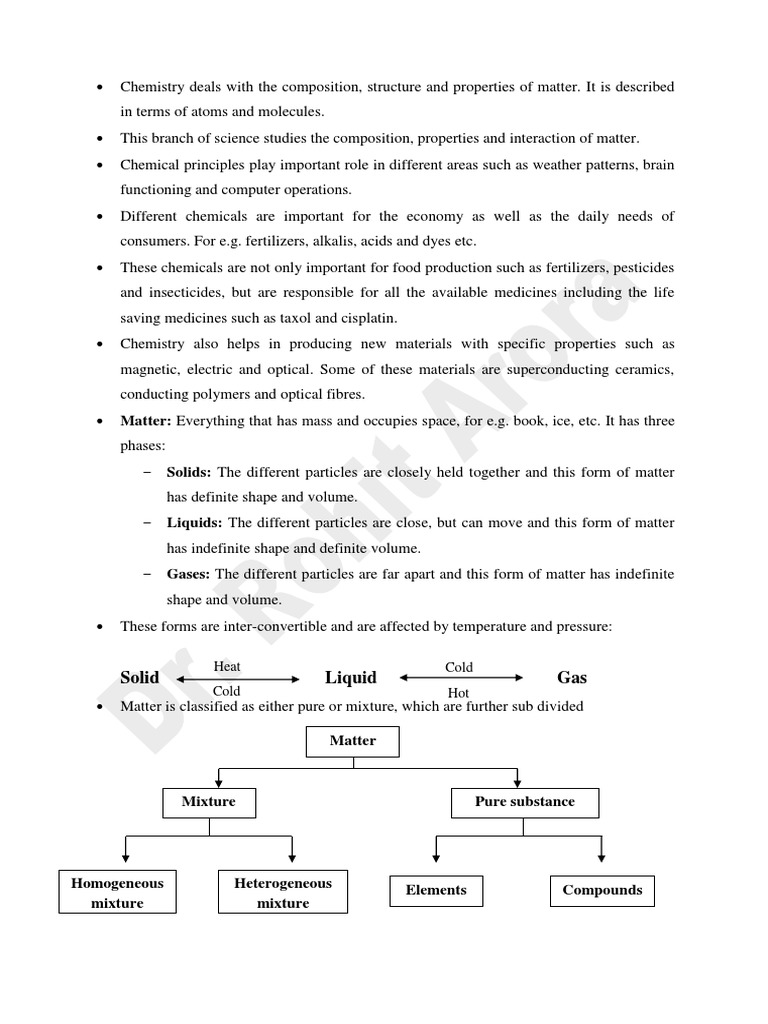 Chemistry Chapter 1 | PDF | Chemical Substances | Matter