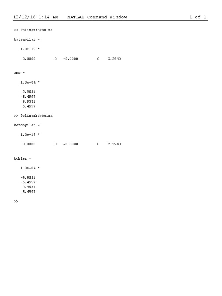 MATLAB Command Window | PDF