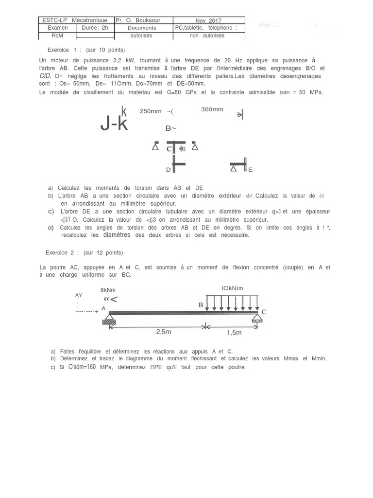 Exemples Examens RDM | PDF | Physique | Mécanique newtonienne