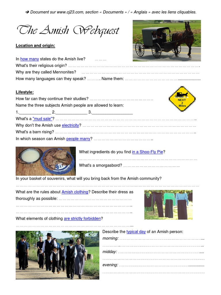 Exploring the Amish Way of Life: A Webquest on Amish Religious Beliefs ...