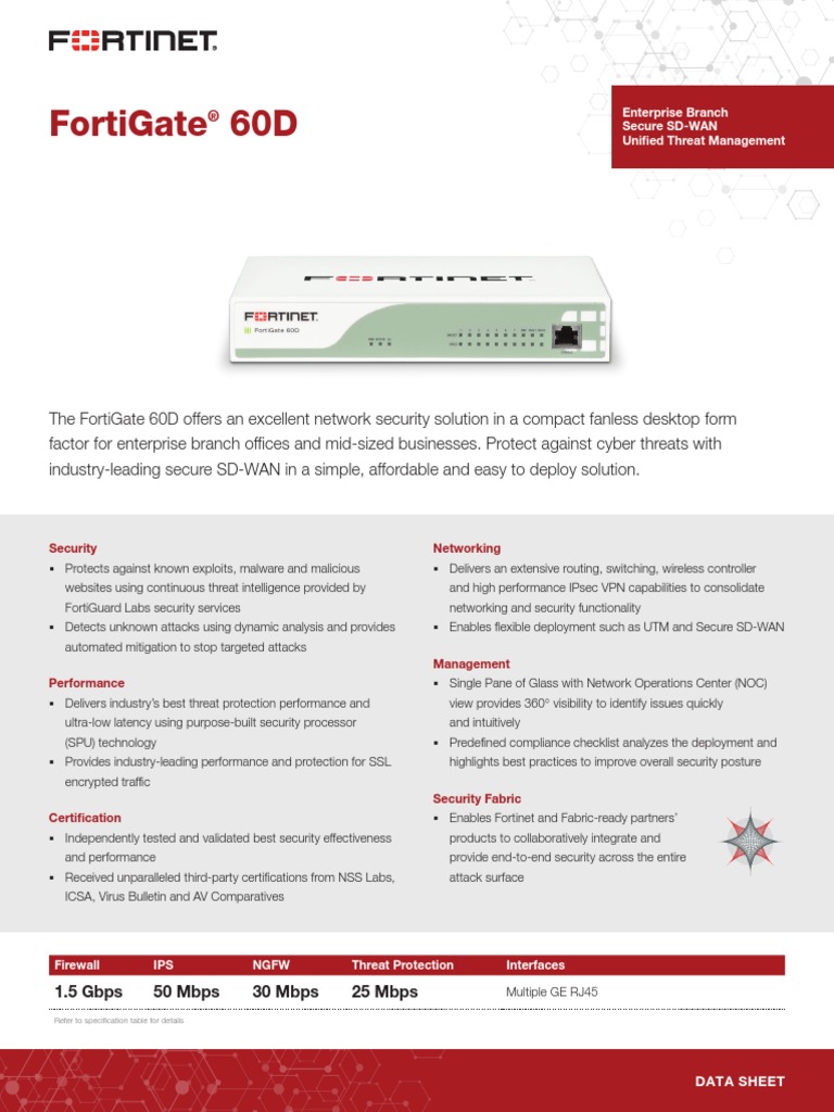 FortiGate FortiWiFi 60D Series | PDF | Computer Security | Security