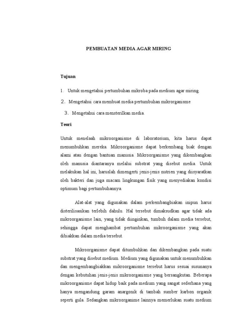 Pembuatan Medium Agar Miring 5 | PDF