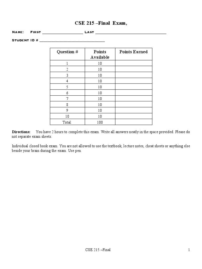 Final Solution CSE215 | PDF | Mathematical Concepts | Mathematical Logic