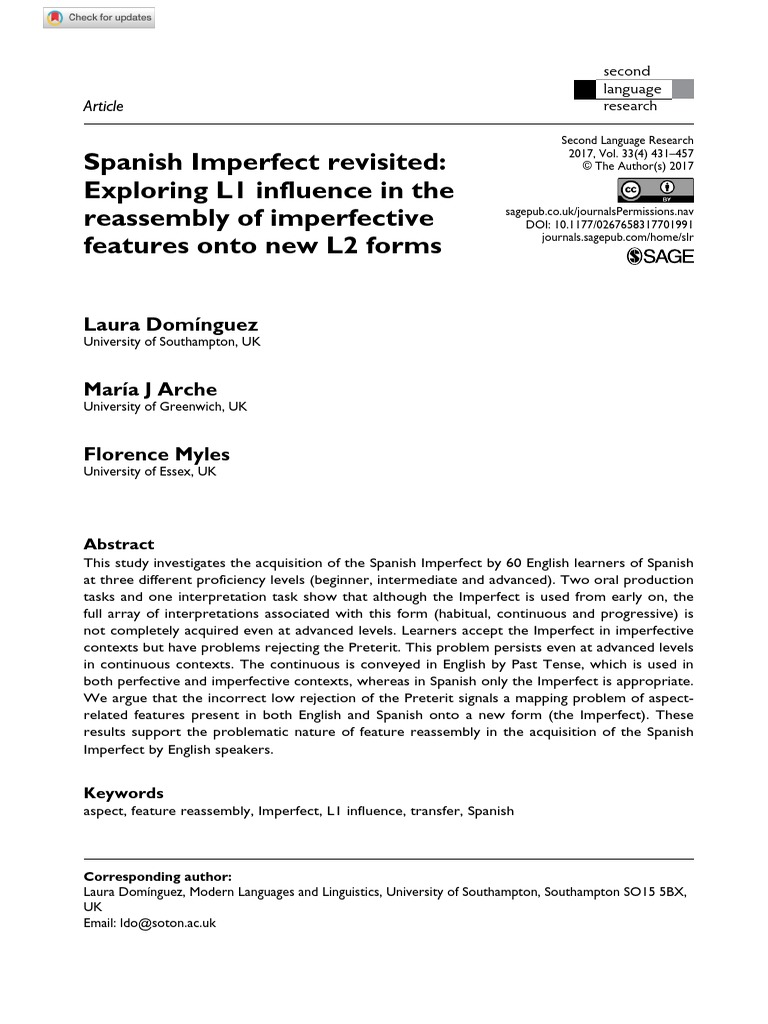 2017 Spanish Imperfect Revisited Exploring L1 Influence in The ...