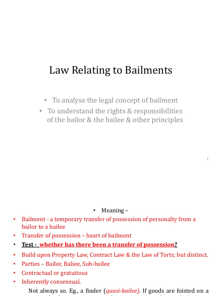 Law Relating To Bailment | PDF | Damages | Burden Of Proof (Law)