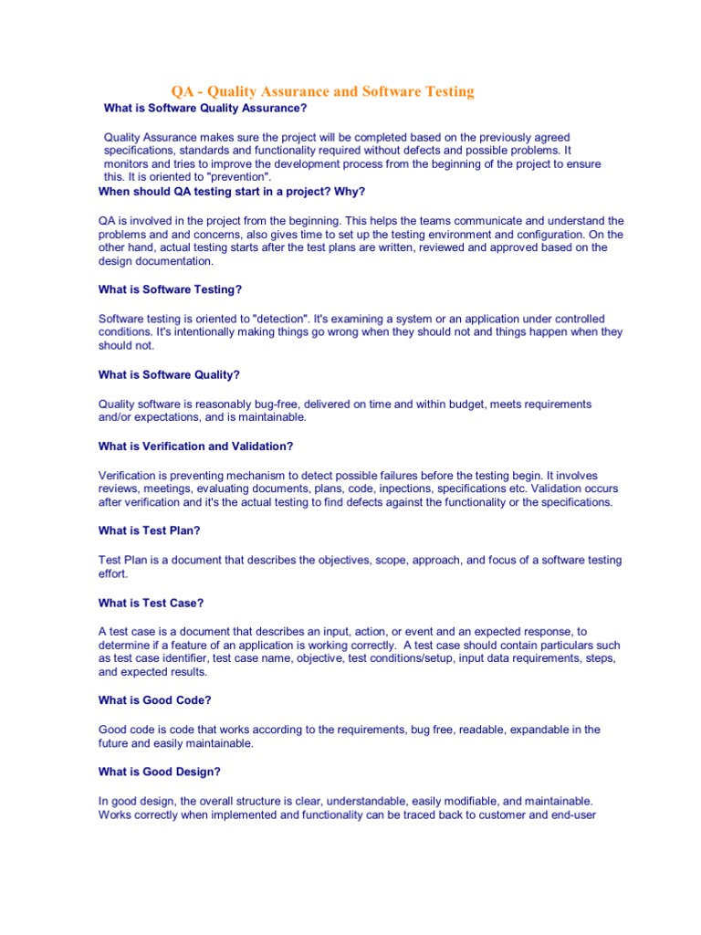 Quality Assurance and Sofware Testing | PDF | Software Testing ...