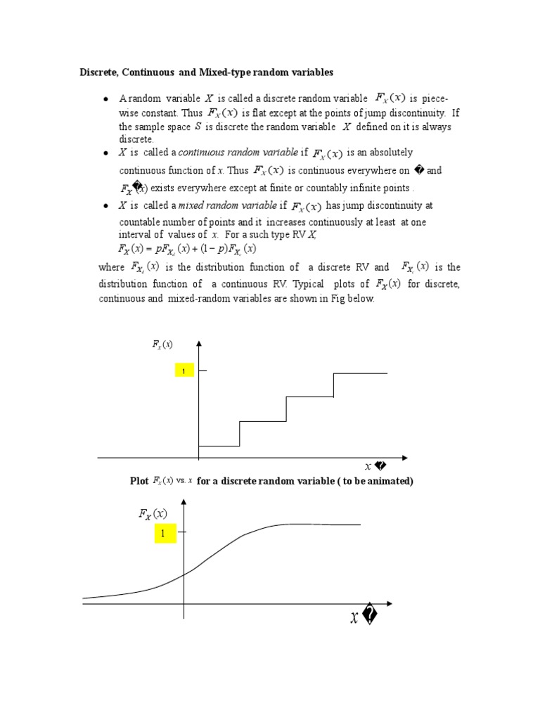 Discrete, Continuous and Mixed-Type Random Variables | PDF ...