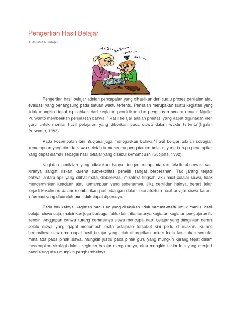 Pengertian Hasil Belajar | PDF | Karier & Perkembangan | Kesehatan Holistik