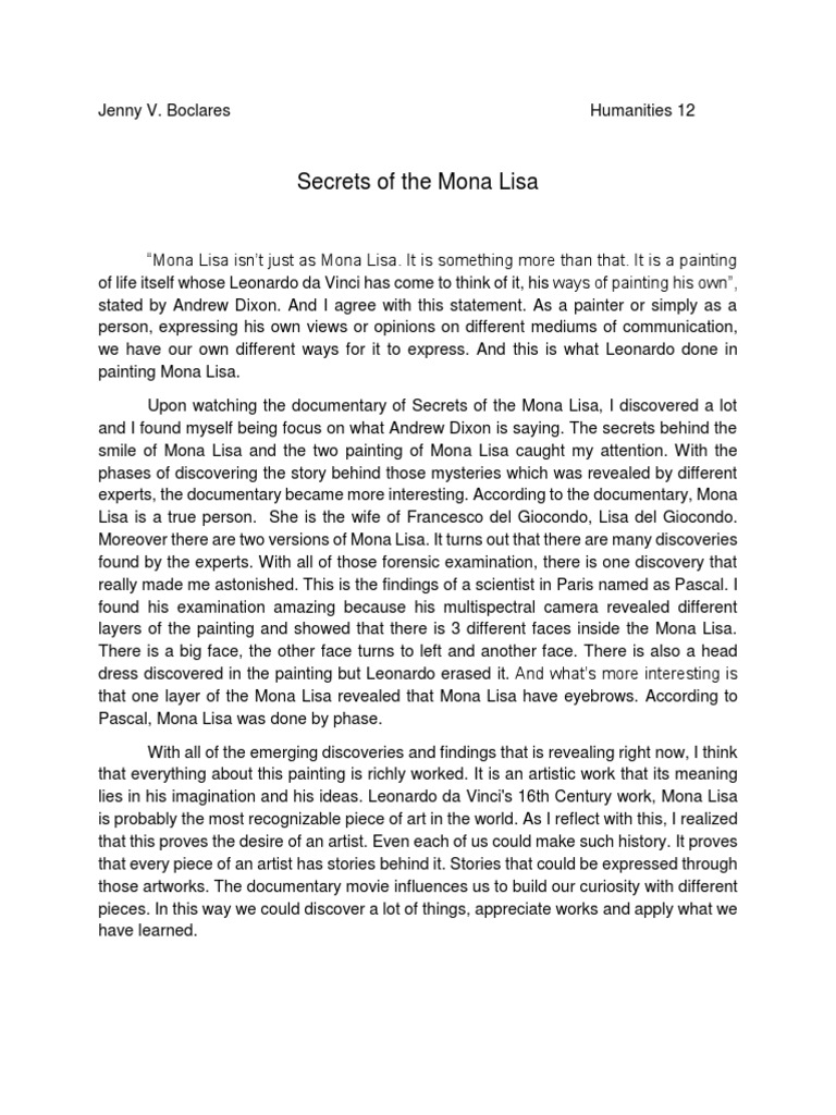 Secrets of the Mona Lisa Unveiled | PDF | Leonardo Da Vinci | Paintings