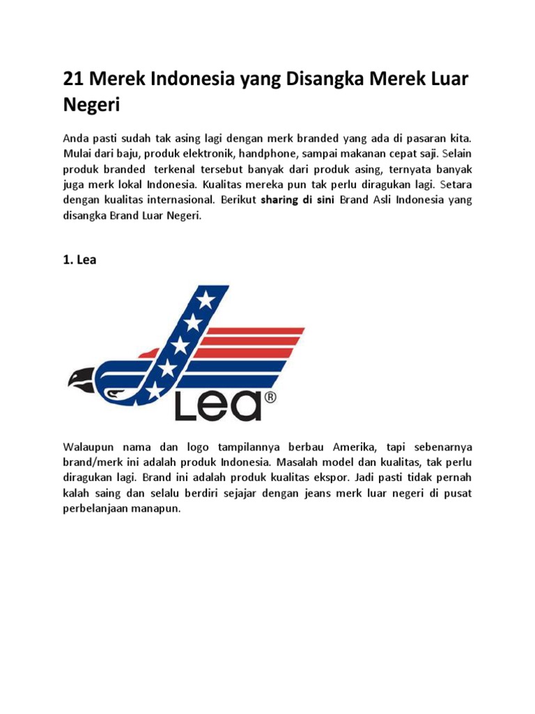 21 Contoh Merek Indonesia Terkenal-Ok | PDF