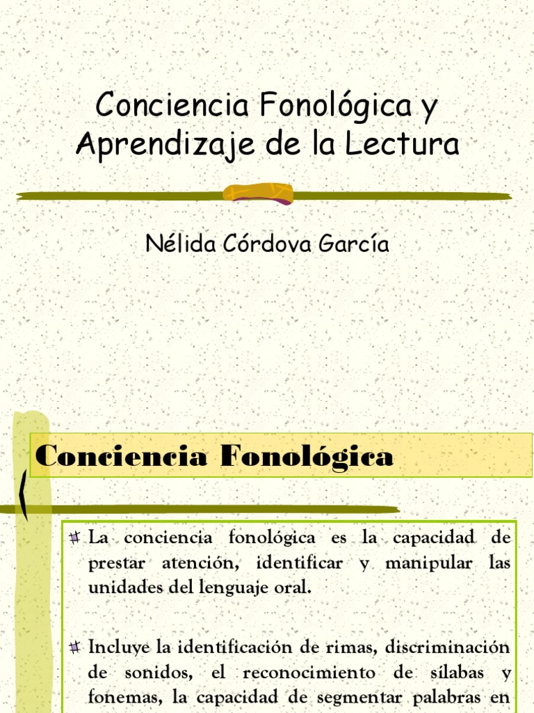 Conciencia Fonológica y Lectura | PDF | Fonología | Palabra