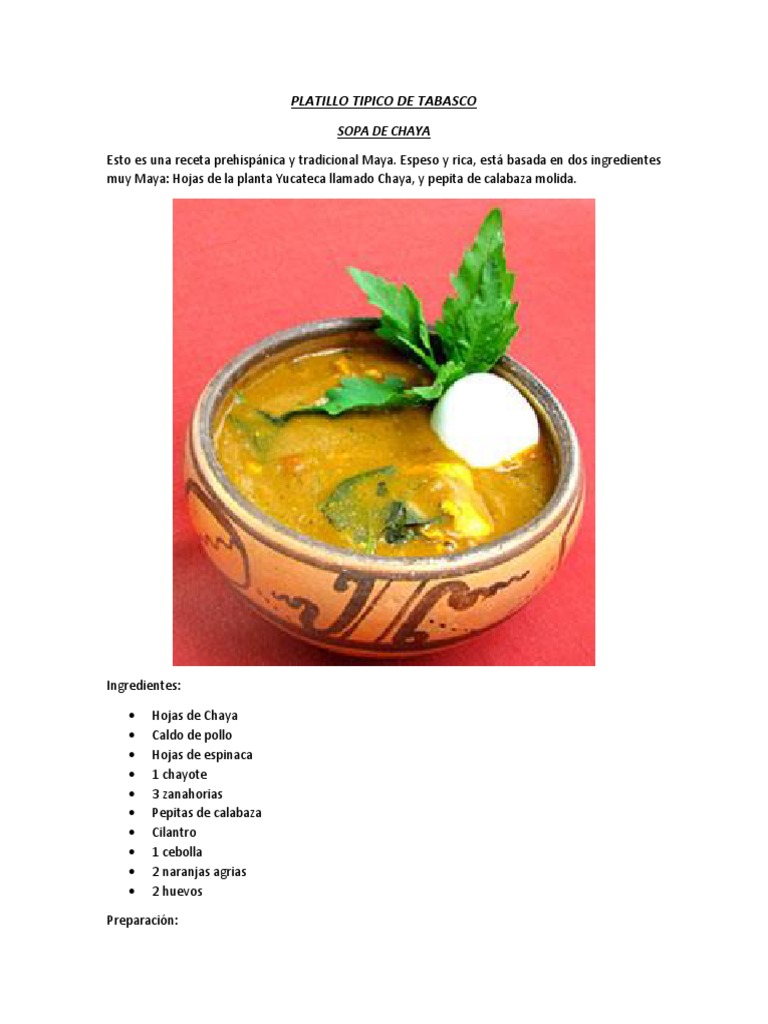 Platillo Tipico de Tabasco | PDF