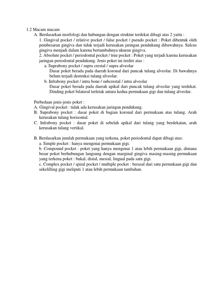 Jenis-Jenis Poket Periodontal | PDF | Kajian Bahasa Asing