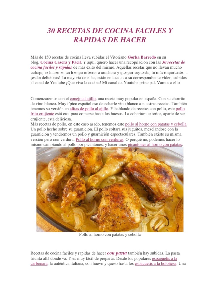 30 Recetas de Cocina Faciles y Rapidas de Hacer | PDF