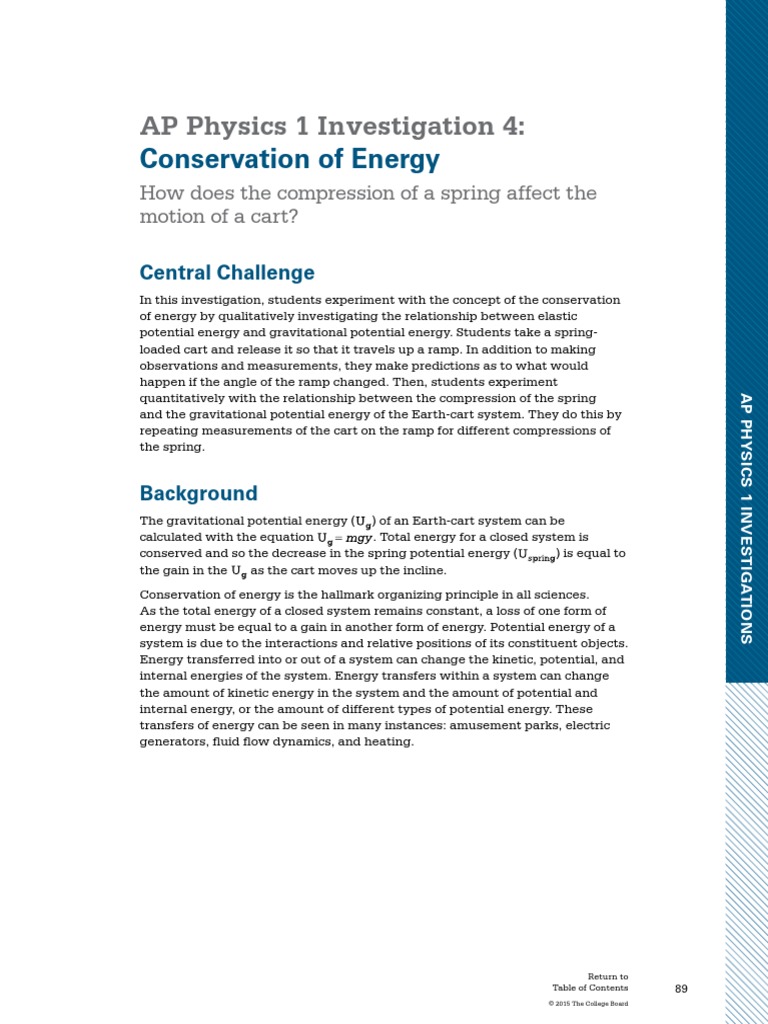 Ap Physics 1investigation4conservationofenergy PDF | PDF | Potential ...