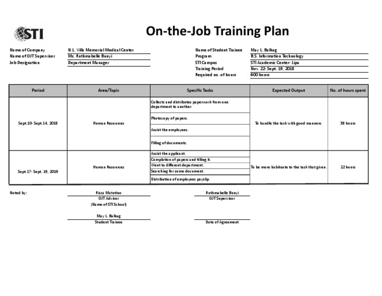FT-APL-002-00 OJT Training Plan Template (Pg.2) | PDF | Employment ...
