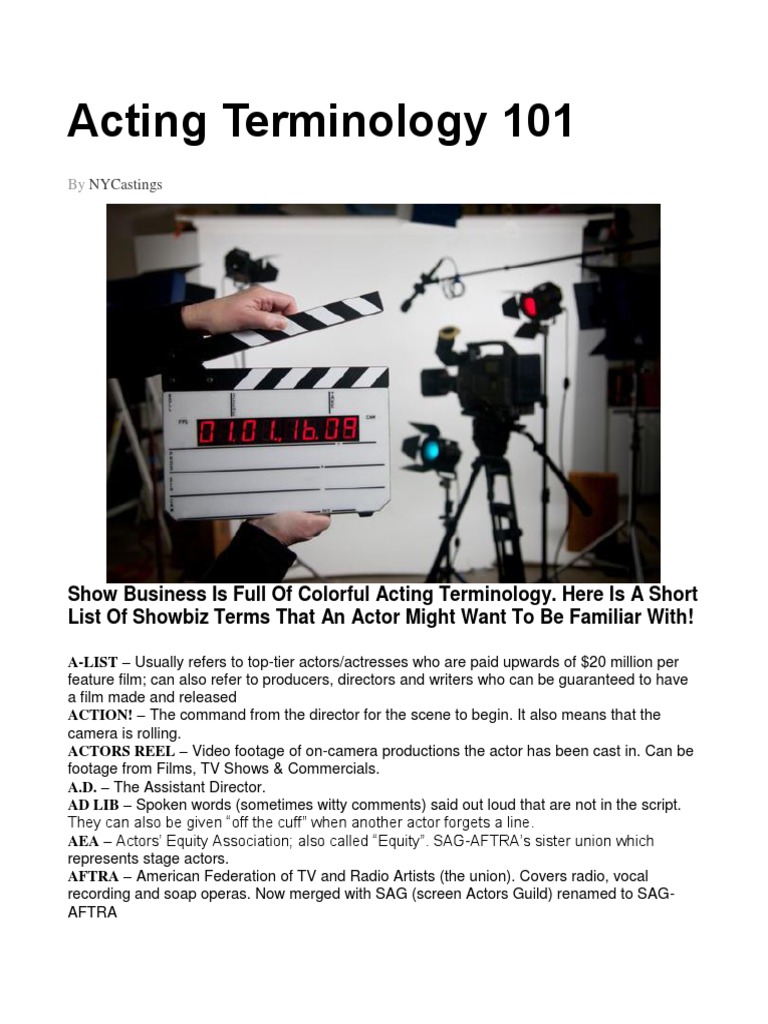 Acting Terminology 101 | PDF | Filmmaking | Actor