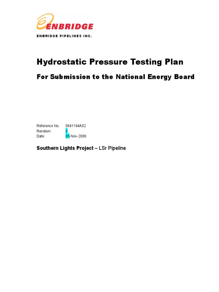 A1H6J6 - Condition 10 (C) - Hydrostatic Pressure Testing Plan | PDF ...