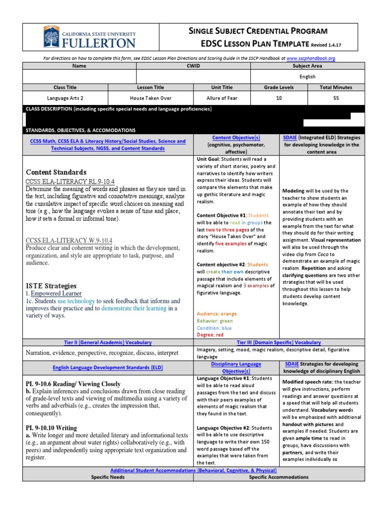 Lesson Plan 1 - Final | PDF | Educational Assessment | Lesson Plan