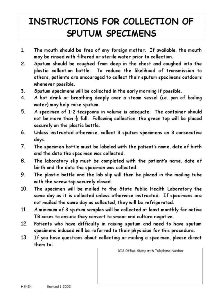 Early Morning Sputum Collection Guide | PDF | Wellness