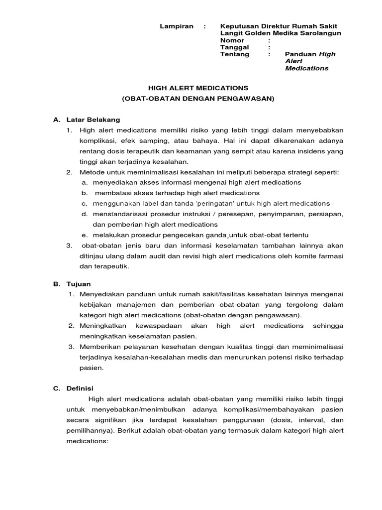 Panduan High Alert | PDF