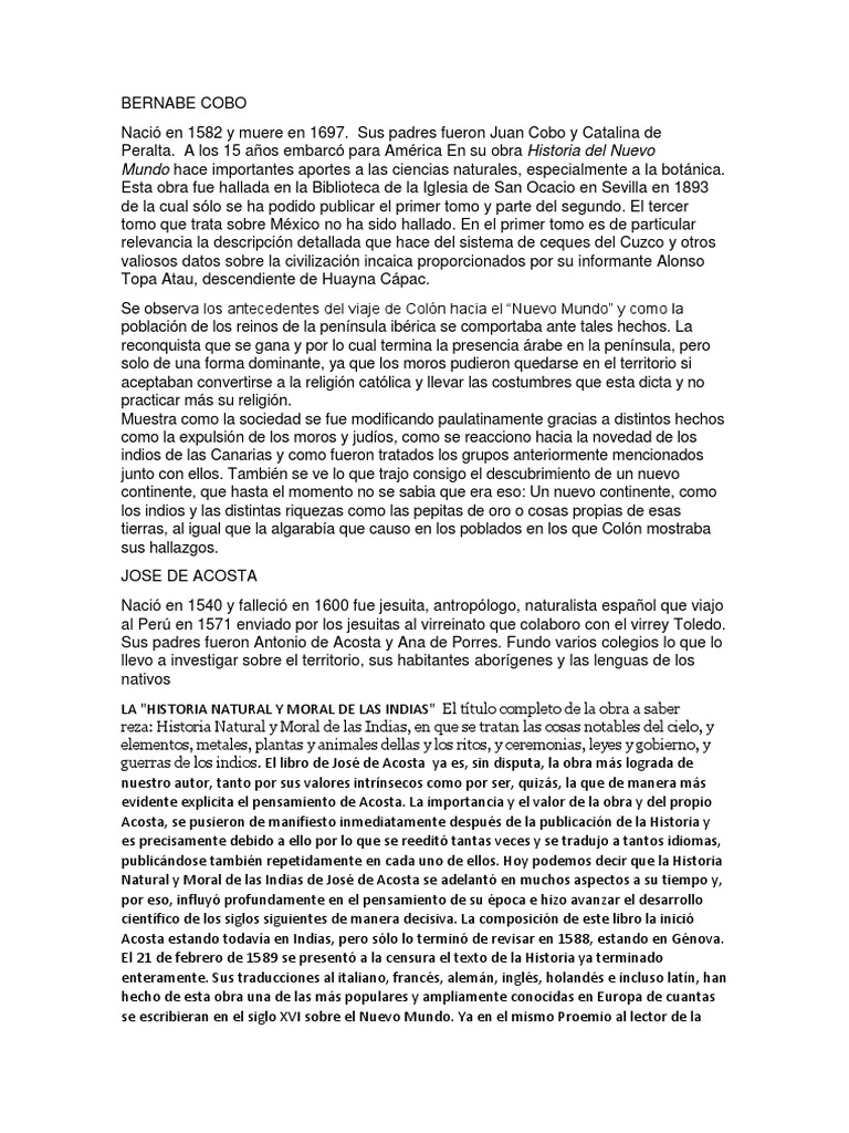 Bernabe Cobo | PDF | Historia | Clásicos