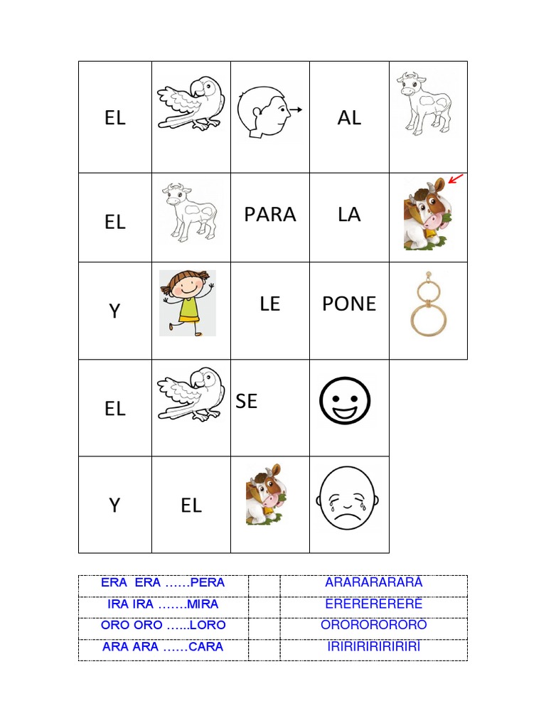 Ficha Rima Con Con R Simple Loro Mira Toro | PDF