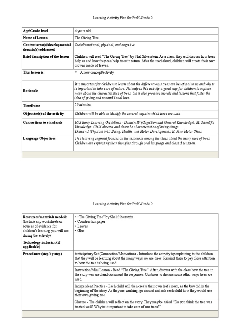 The Giving Tree | PDF | Neuropsychology | Learning