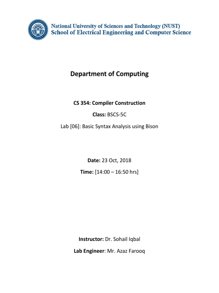 CS 354 Lab 06: Syntax Analysis using Bison | PDF | Parsing | Implementation