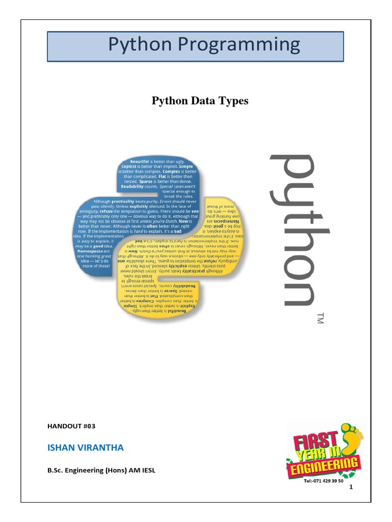 Python Data Types | PDF | Variable (Computer Science) | Data Type