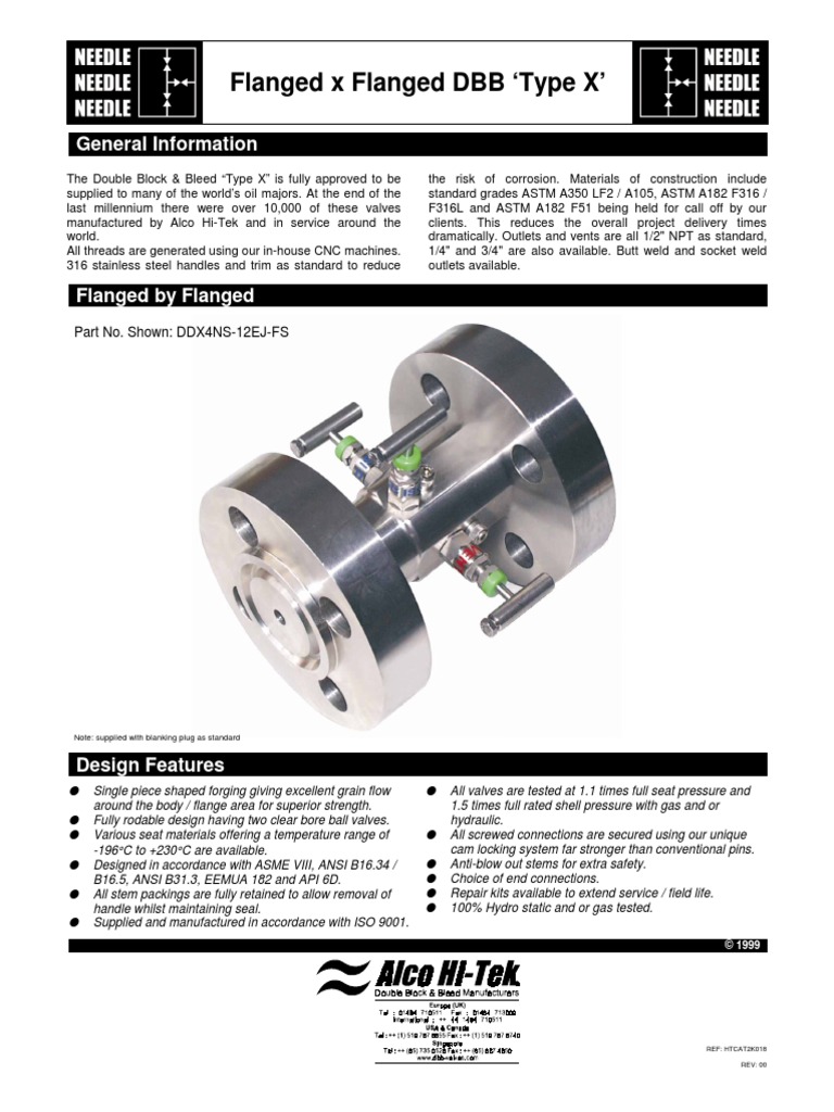 Flanged X Flanged DBB Type X': General Information | PDF | Valve | Gas ...