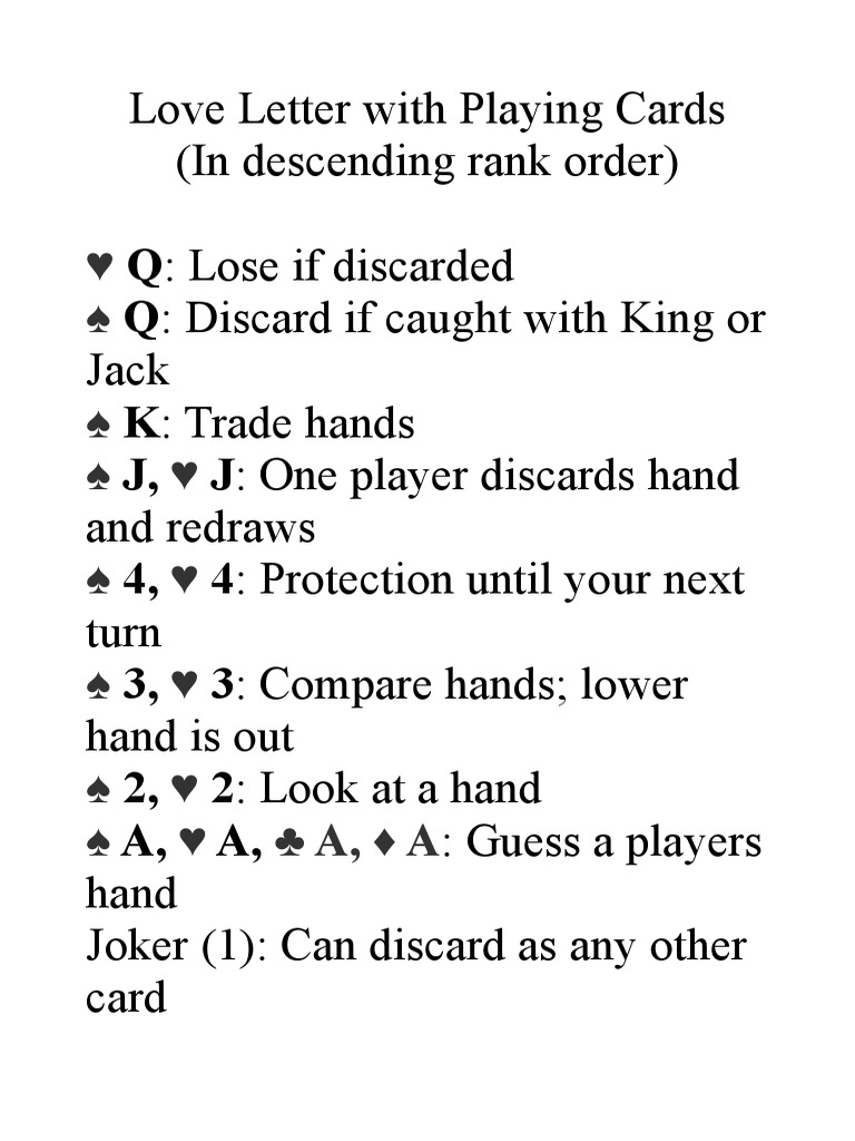 Love Letter Playing Cards | PDF