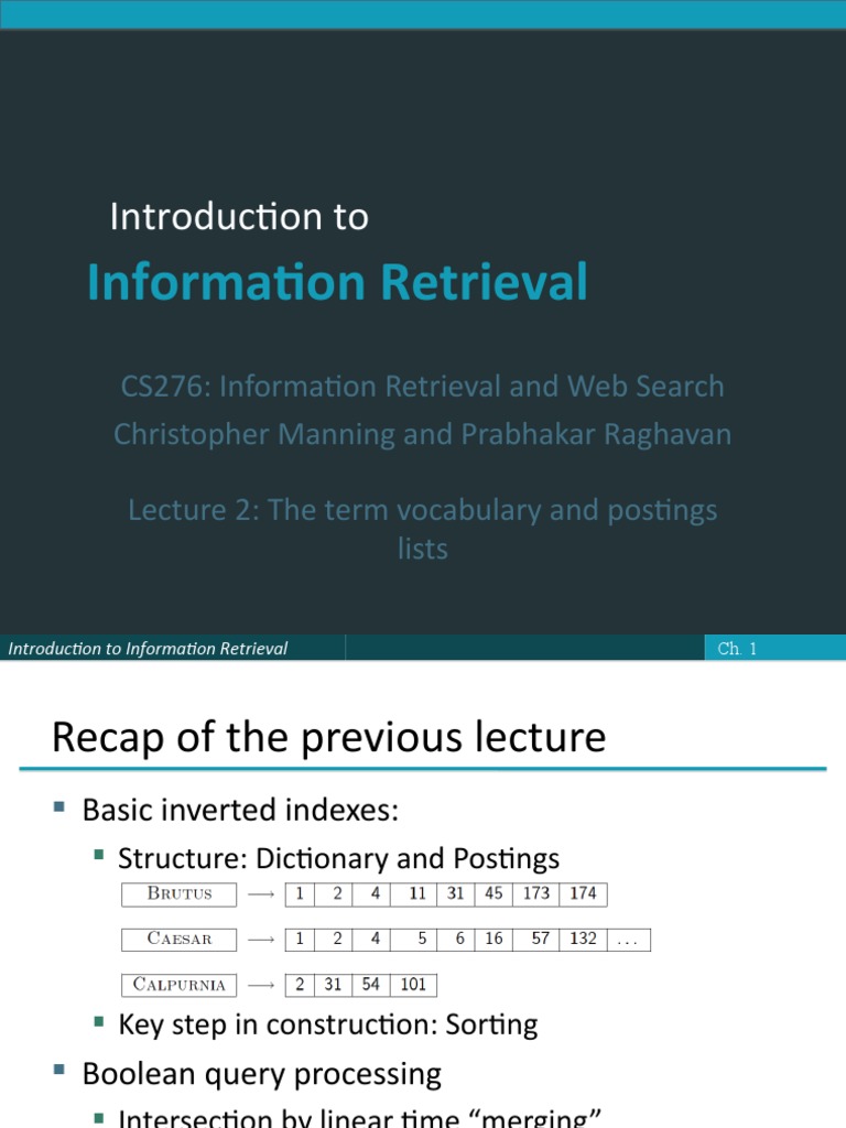 Introduction To: Information Retrieval | PDF | Search Engine Indexing | Information Retrieval
