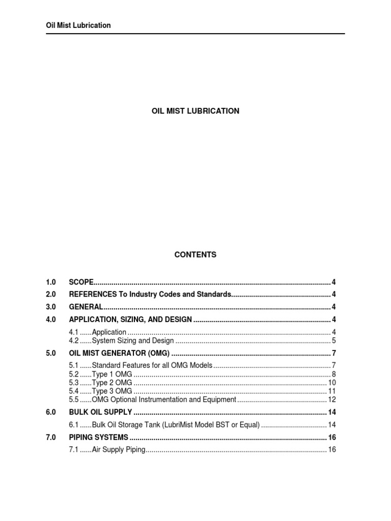 Oil Mist Lubrication Pdf Pdf Pipe Fluid Conveyance Bearing