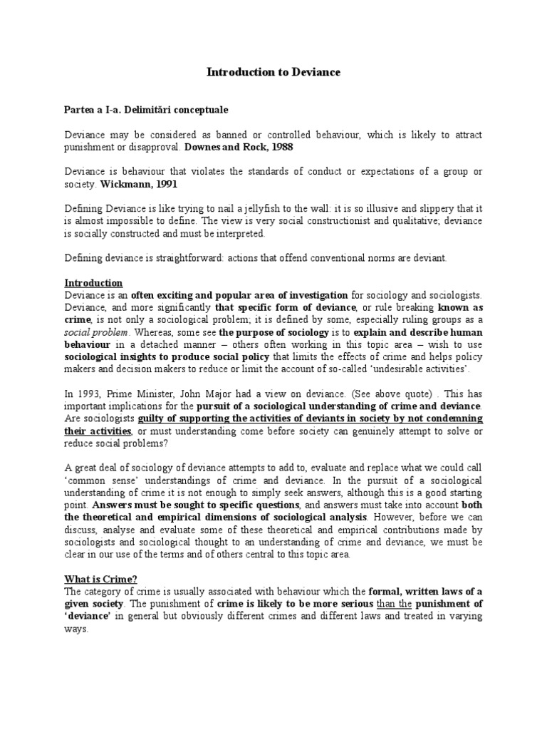 Introduction To Deviance | PDF | Deviance (Sociology) | Crime & Violence