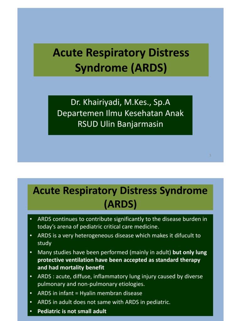 Acute Respiratory Distress Syndrome (ARDS) | PDF | Medical Specialties ...