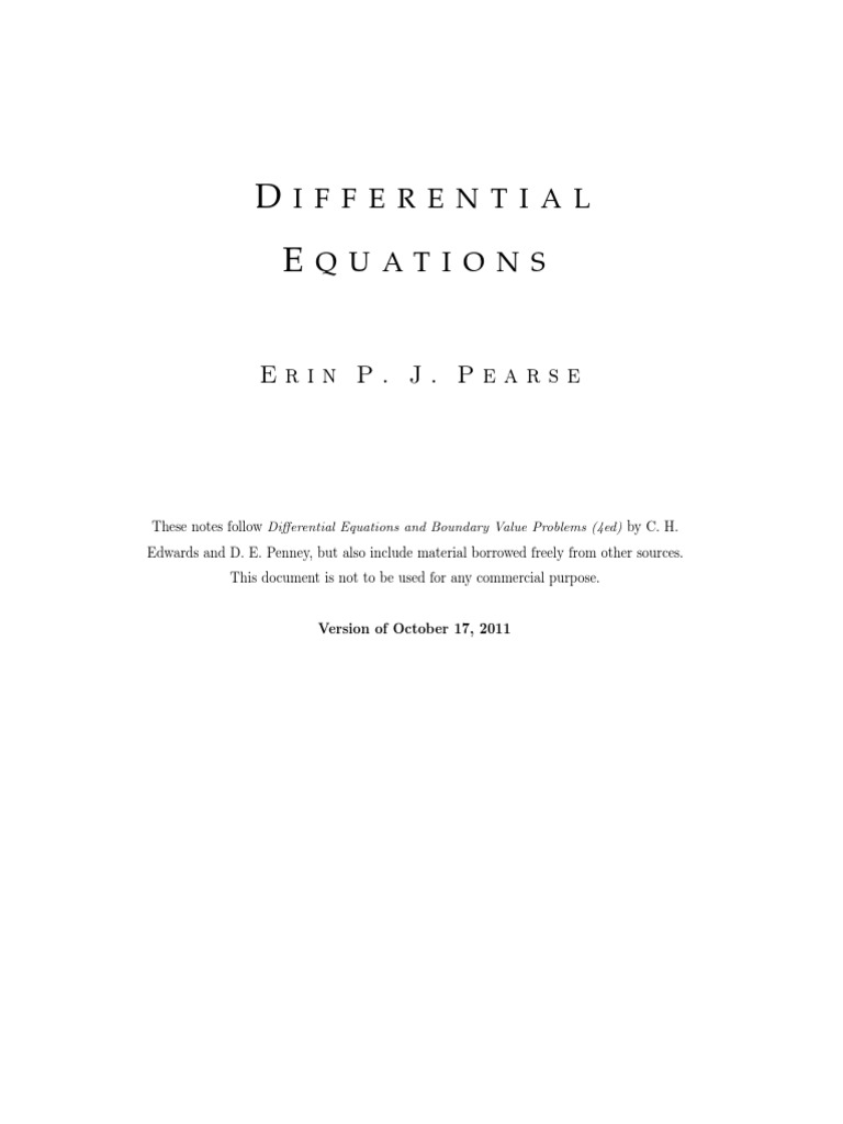 Differentical Equations Lecture Notes | PDF | Ordinary Differential ...