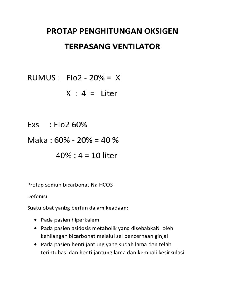 Rumus Penghitungan FiO2 Ventilator | PDF