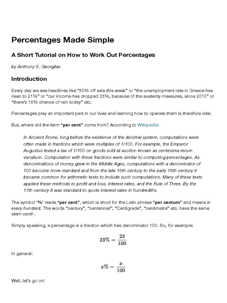 Percentages Made Simple | PDF | Percentage | Fraction (Mathematics)