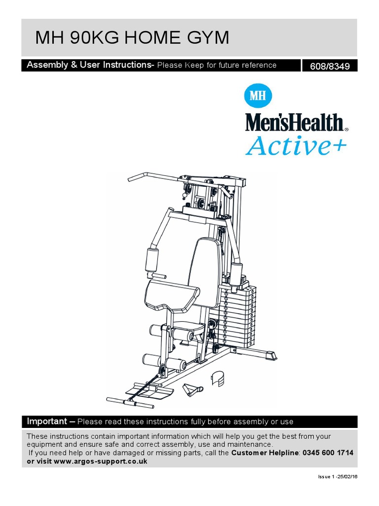 Men's Health 90kg Home Gym Manual | PDF | Heart Rate | Limbs (Anatomy)