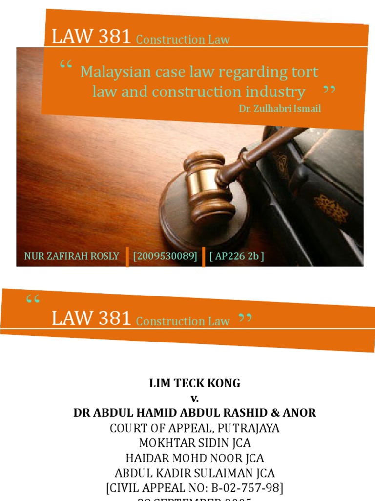 Malaysian Case Law Regarding Tort Liability and the Duty of Care Owed ...
