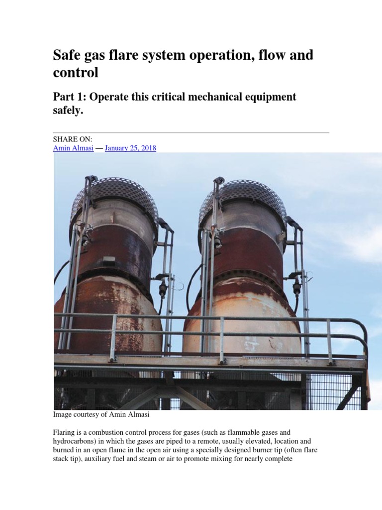 Safe Operation of Gas Flare Systems | PDF | Combustion | Gases