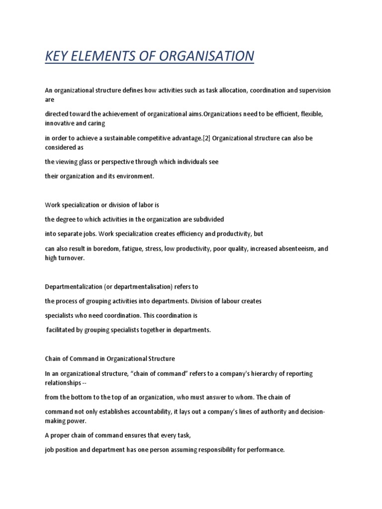 Key Elements of Organizational Structure | PDF | Organizational ...