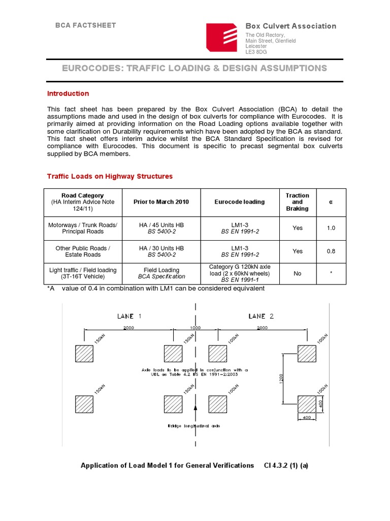 Bca Eurocodes Traffic Loading and Design Assumptions | PDF | Precast Concrete | Road