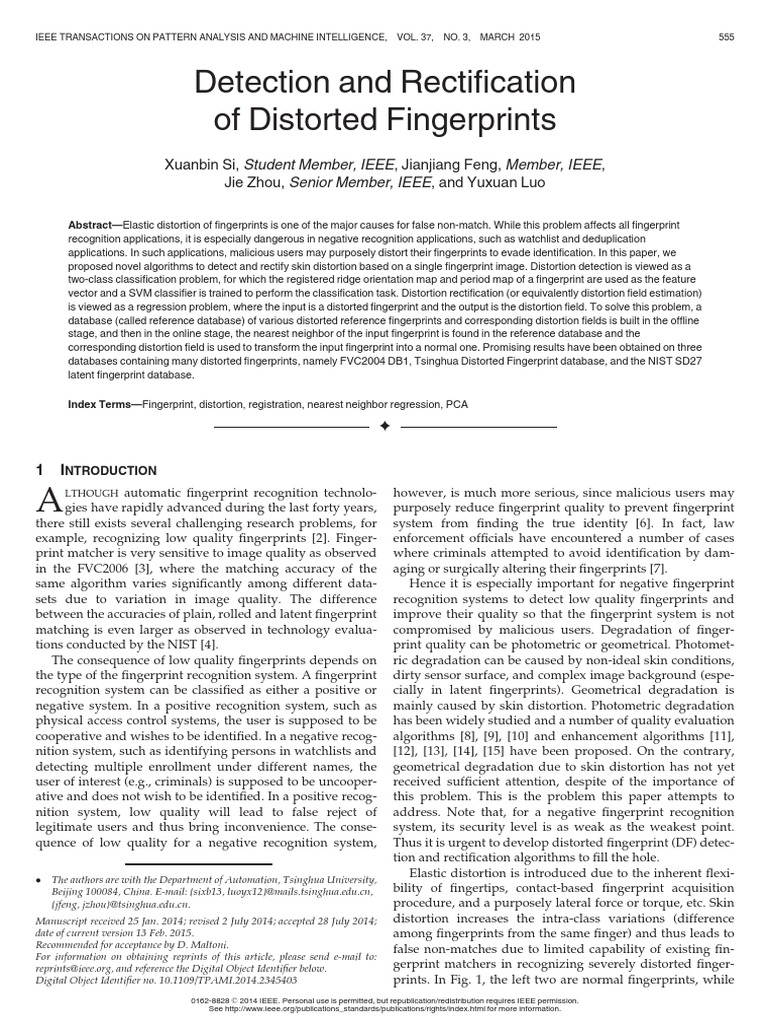 Detection And Rectification Pdf Pdf Fingerprint Eigenvalues And Eigenvectors